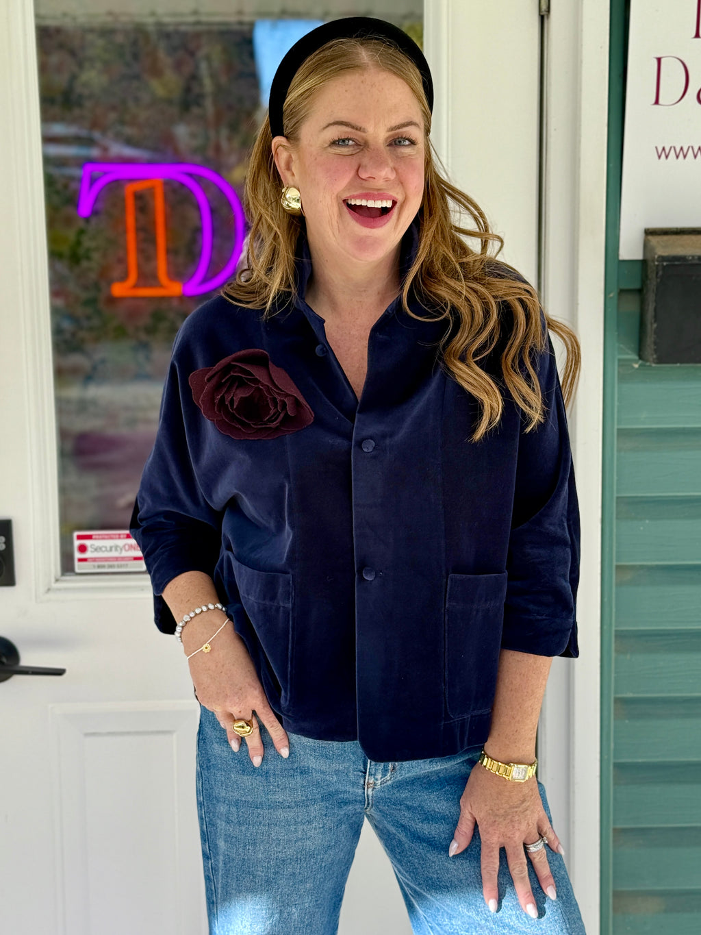 Naïf Faurelle Navy Velvet Jacket – Taylor Danielle Boutique Inc.